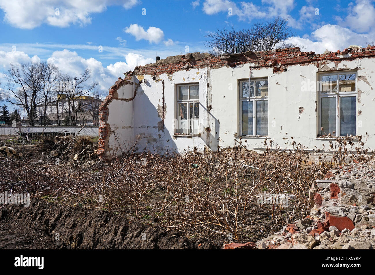 House wall under demolition Stock Photo - Alamy