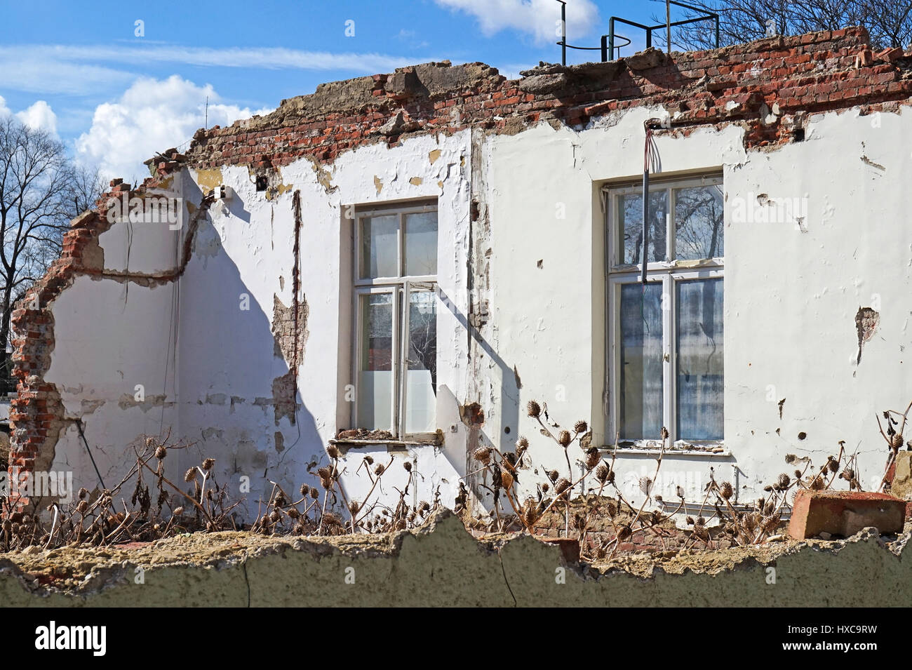 House wall under demolition Stock Photo - Alamy