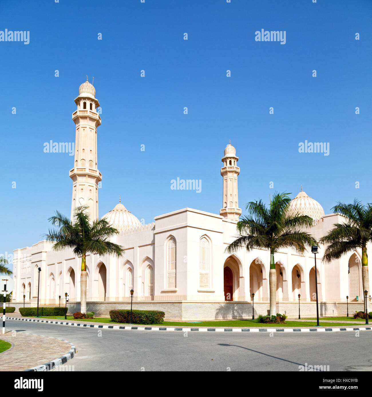 minaret and religion in clear sky in oman muscat the old mosque Stock ...