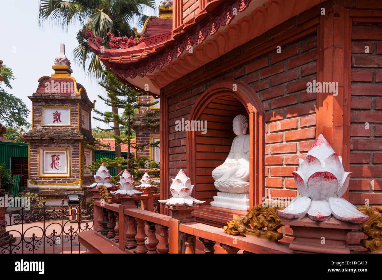 Chua Tran Quoc Buddhist Temple showing shrines and sculptures, Hanoi ...