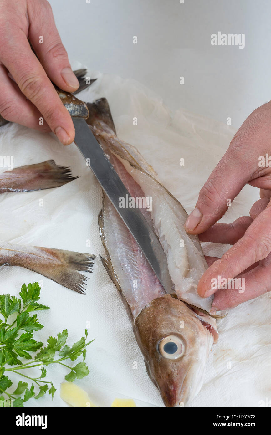Chef filleting fish hi-res stock photography and images - Alamy