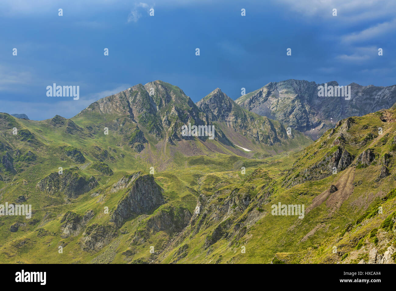 Beautiful landscape in Pyrenees Mountains close to Col du Tourmalet ...