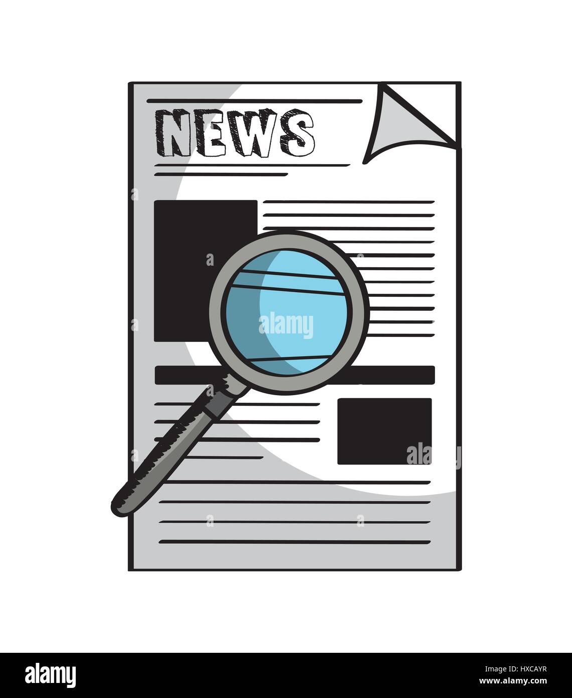 Reading newspaper magnifying glass Stock Vector Images - Alamy