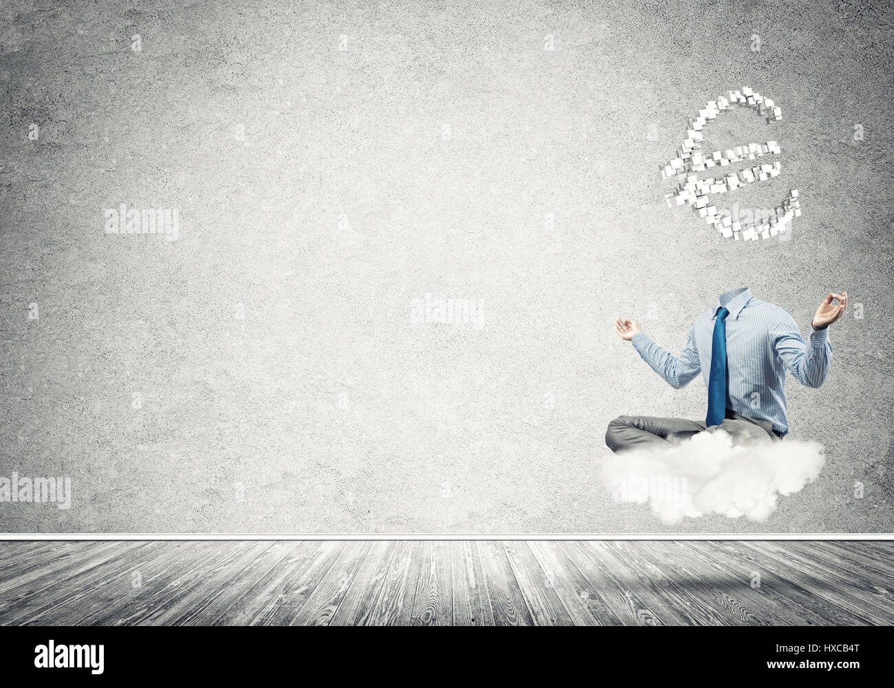 Headless meditating businessman Stock Photo - Alamy