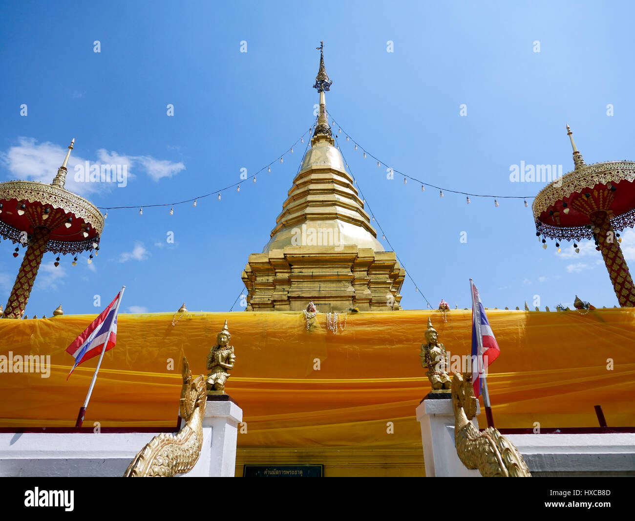 Thai pagoda at Wat Phra That Doi Kham (Temple of the Golden Mountain ...