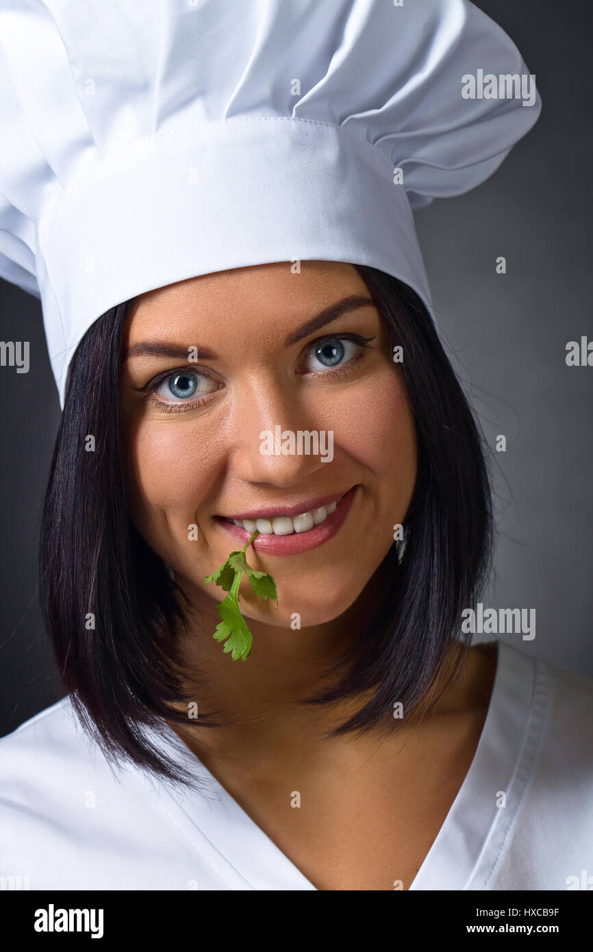 Professional woman chef in black hi-res stock photography and images ...