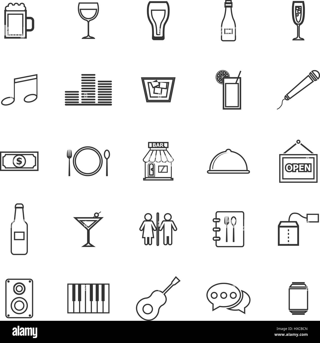 Bar line icons on white background, stock vector Stock Vector Image ...