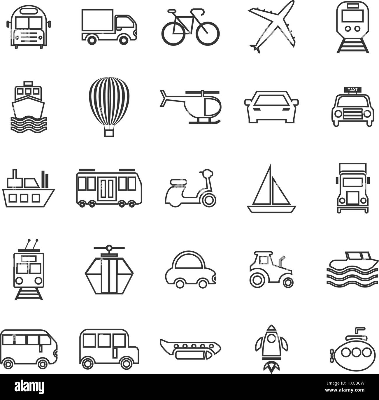Transportation line icons hi-res stock photography and images - Alamy