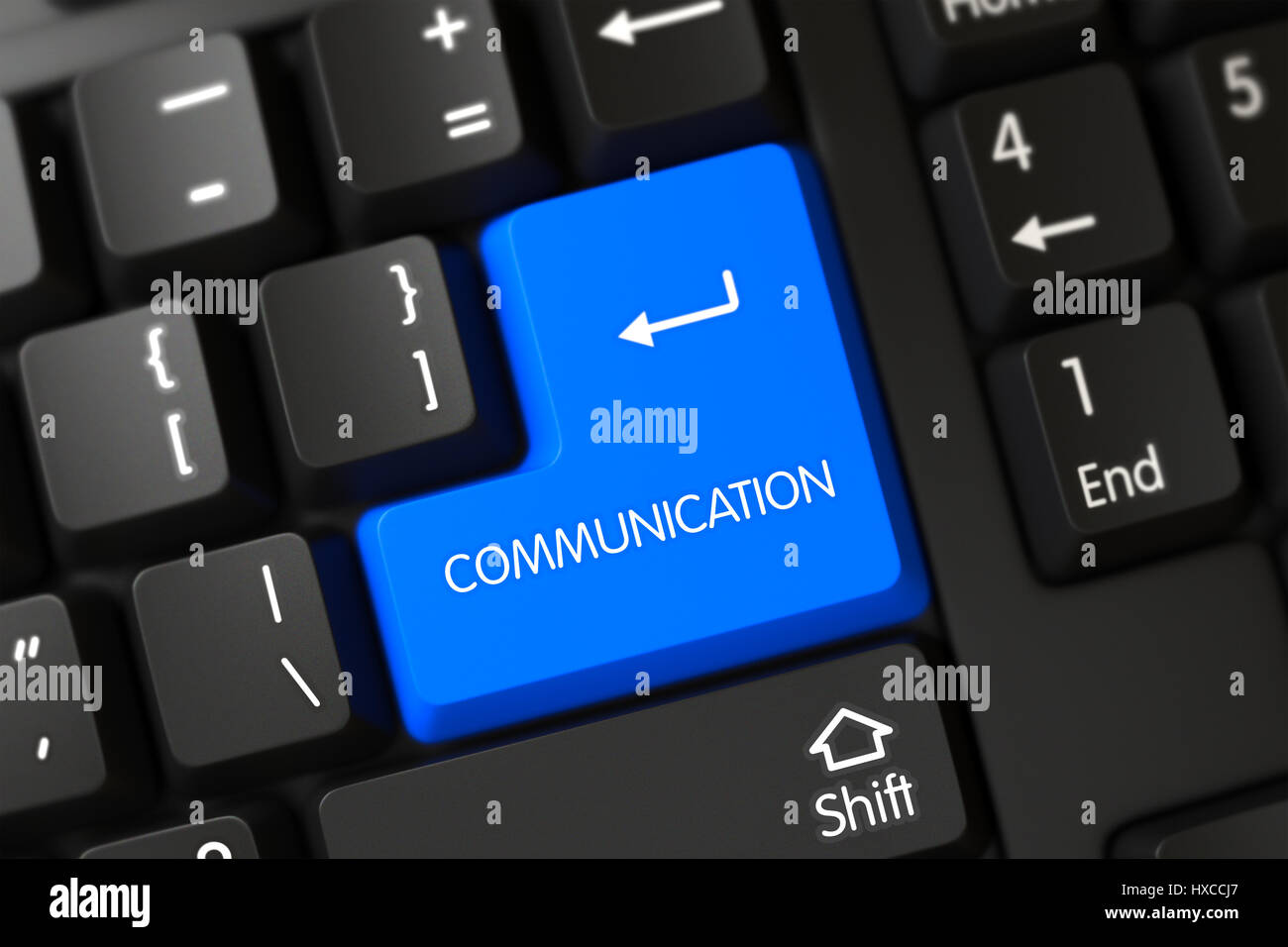 Keyboard with Blue Keypad - Communication. 3d Stock Photo - Alamy
