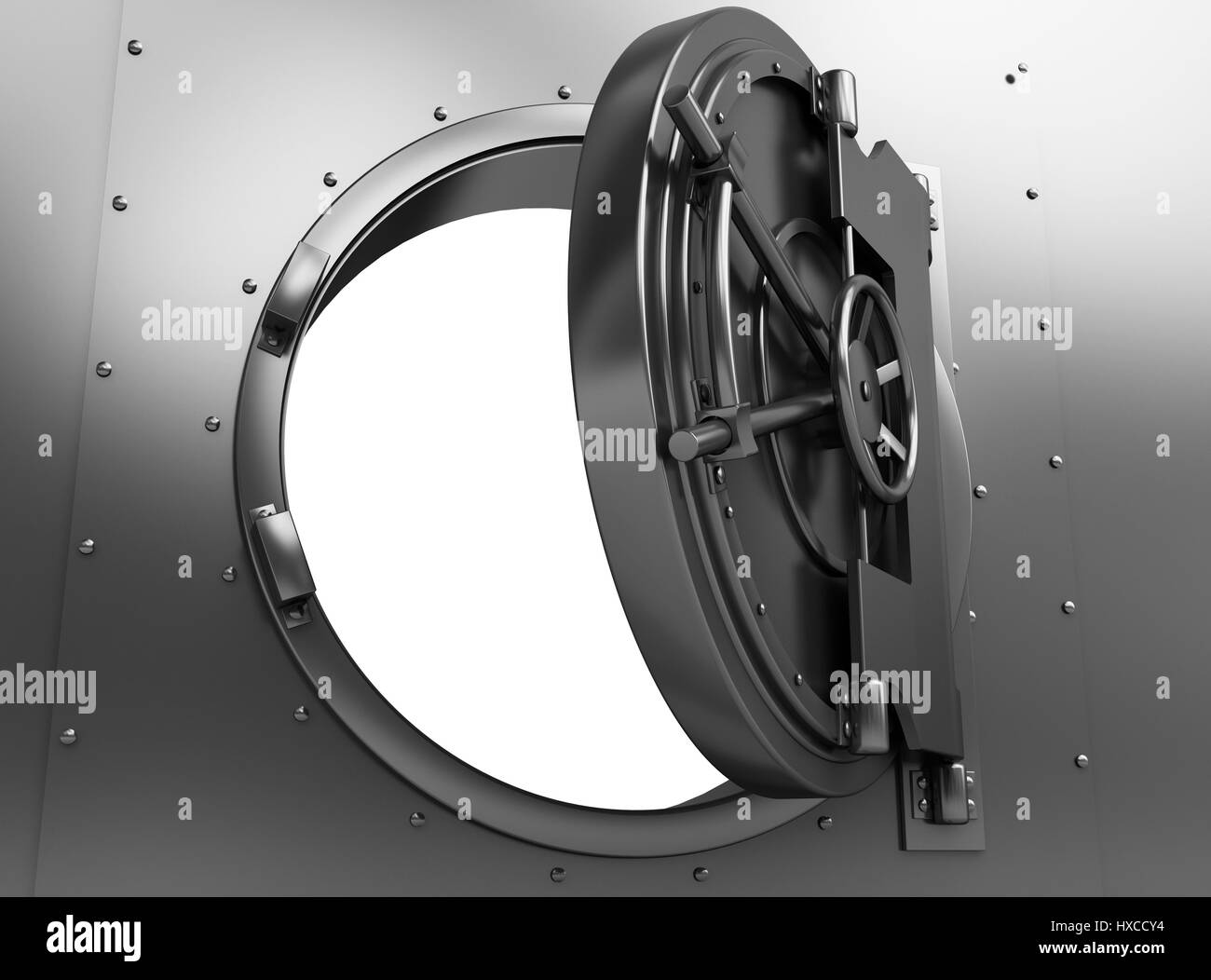 3d illustration of opened bank vault door, over white background Stock ...