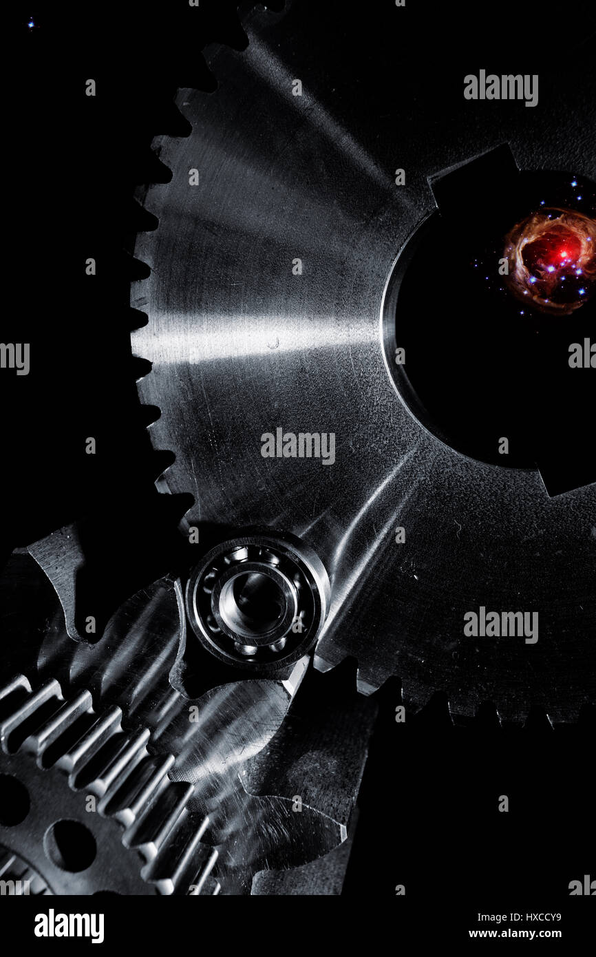 titanium gears and cogs in outer space, space technology Stock Photo ...
