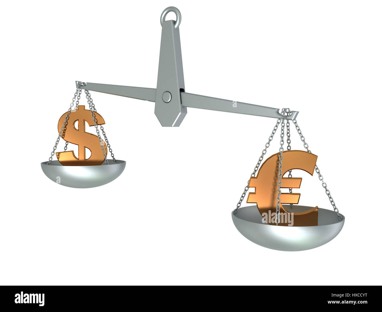 3d illustration of steel scale with euro and dollar signs Stock Photo ...