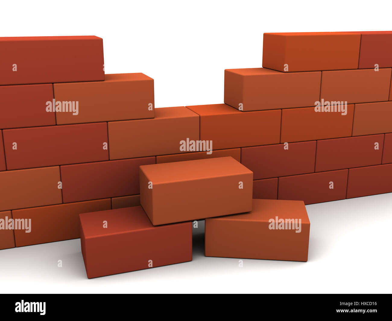3d illustration of brick wall over white background Stock Photo - Alamy