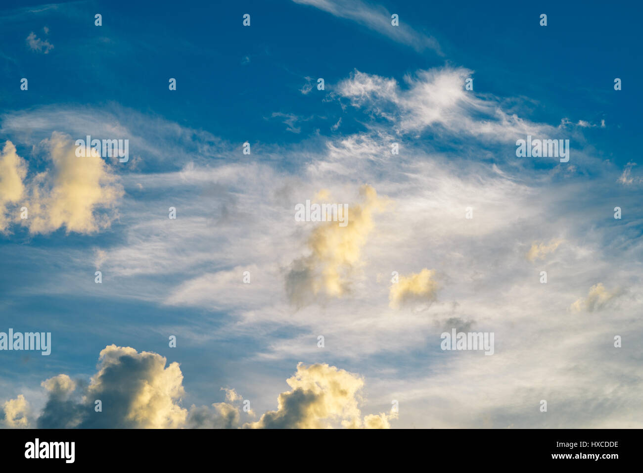 Wonderful sky with different type of clouds in morning sunlight Stock ...