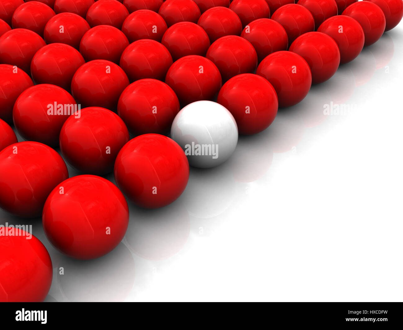 abstract 3d illustration of red balls and one white Stock Photo - Alamy