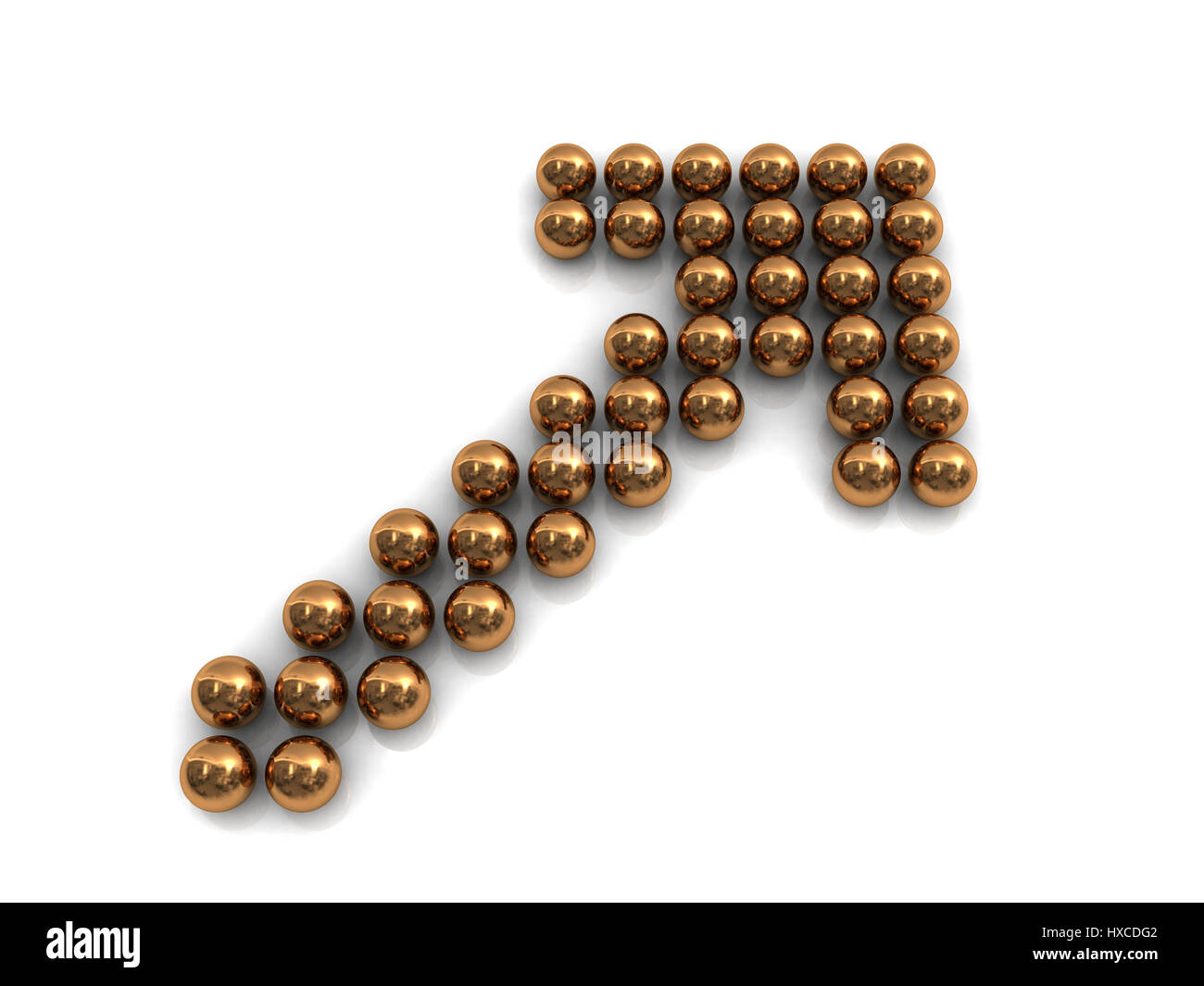 abstract 3d illustration of arrow symbol built from golden balls Stock ...