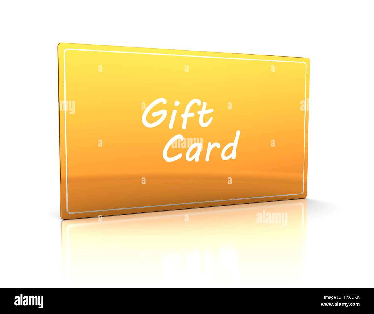 3d illustration of golden gift card, over white background Stock Photo ...