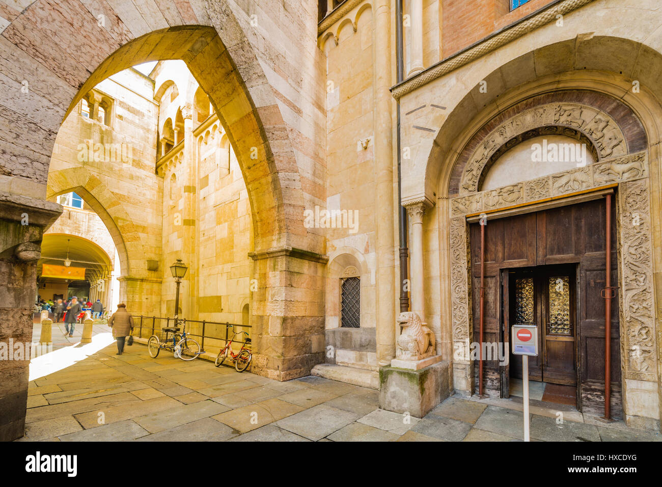 ancient buildings on street of Modena in Italy Stock Photo - Alamy
