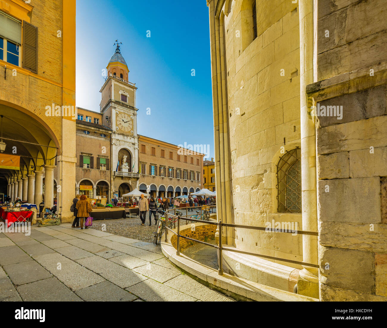 ancient buildings on street of Modena in Italy Stock Photo - Alamy