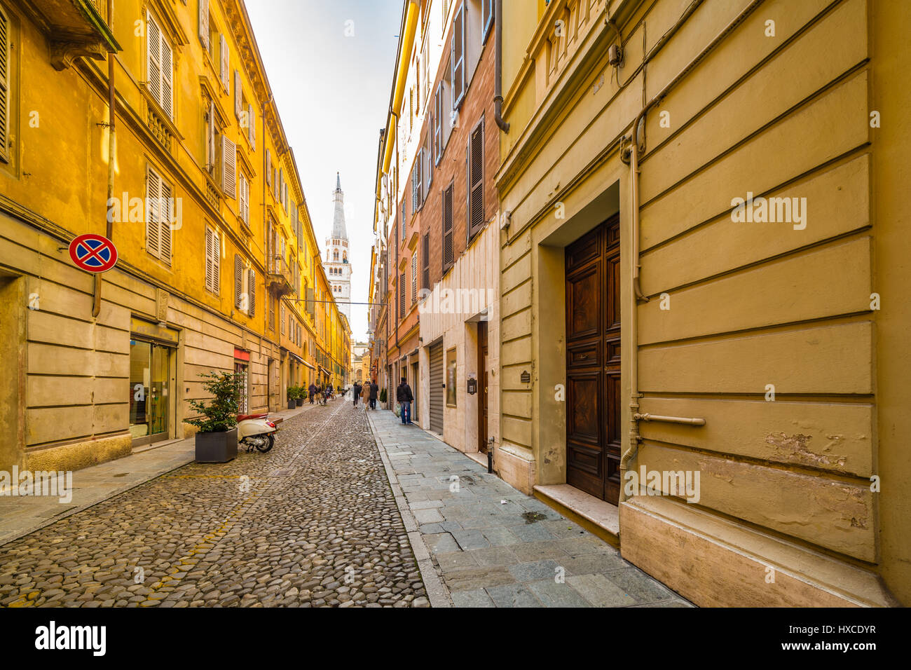 ancient buildings on street of Modena in Italy Stock Photo - Alamy