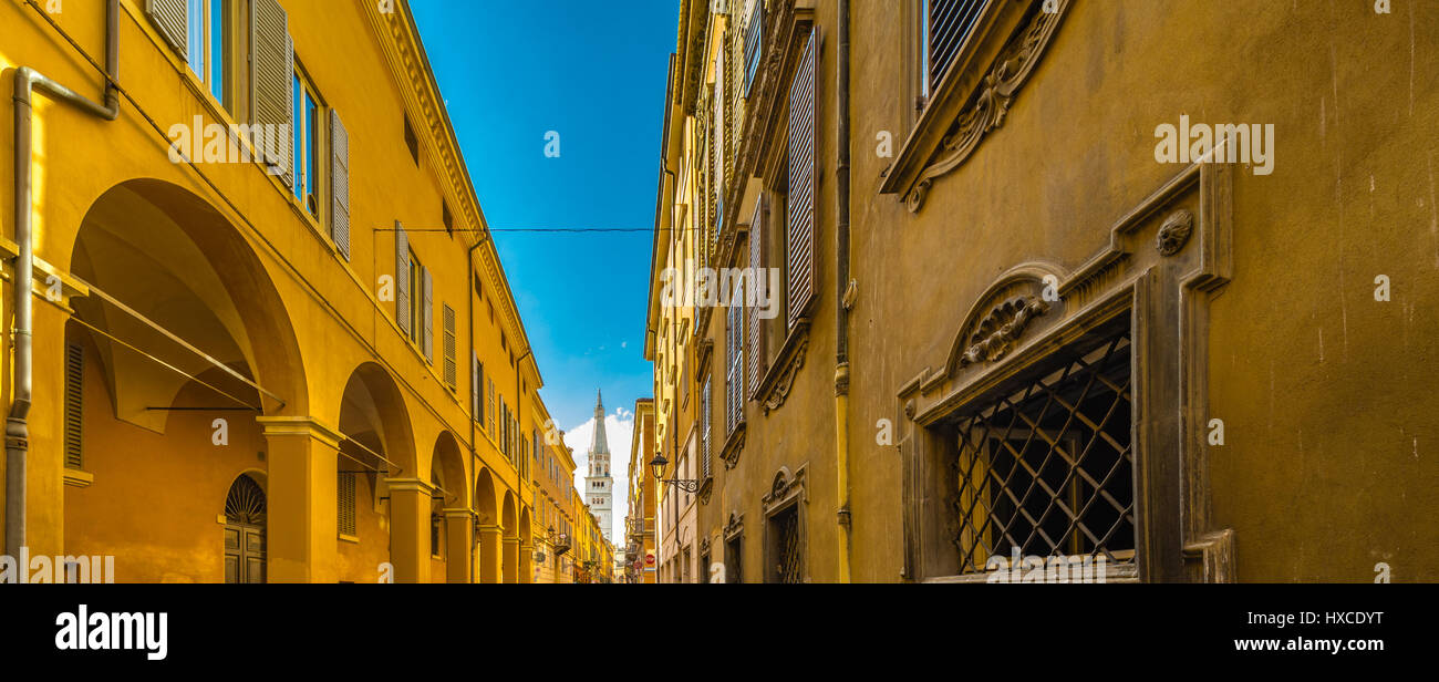 ancient buildings on street of Modena in Italy Stock Photo - Alamy