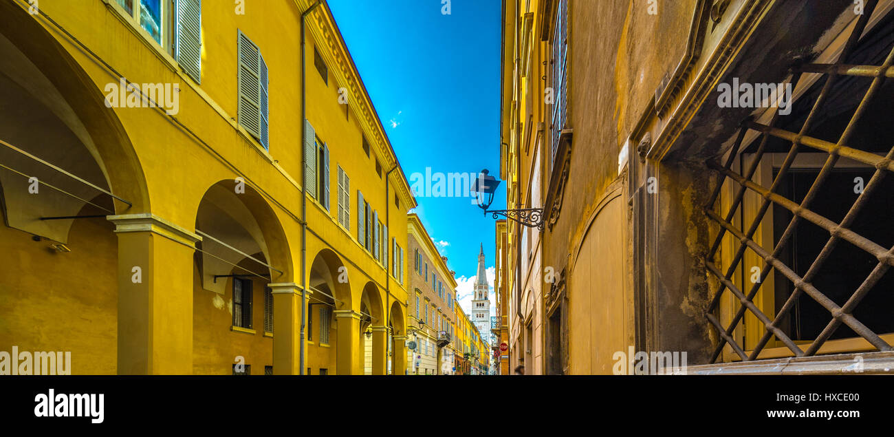 ancient buildings on street of Modena in Italy Stock Photo - Alamy