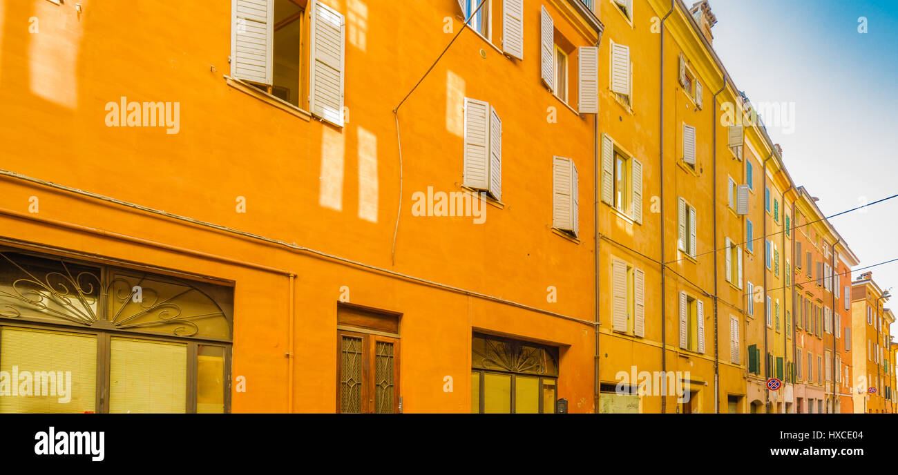 ancient buildings on street of Modena in Italy Stock Photo - Alamy