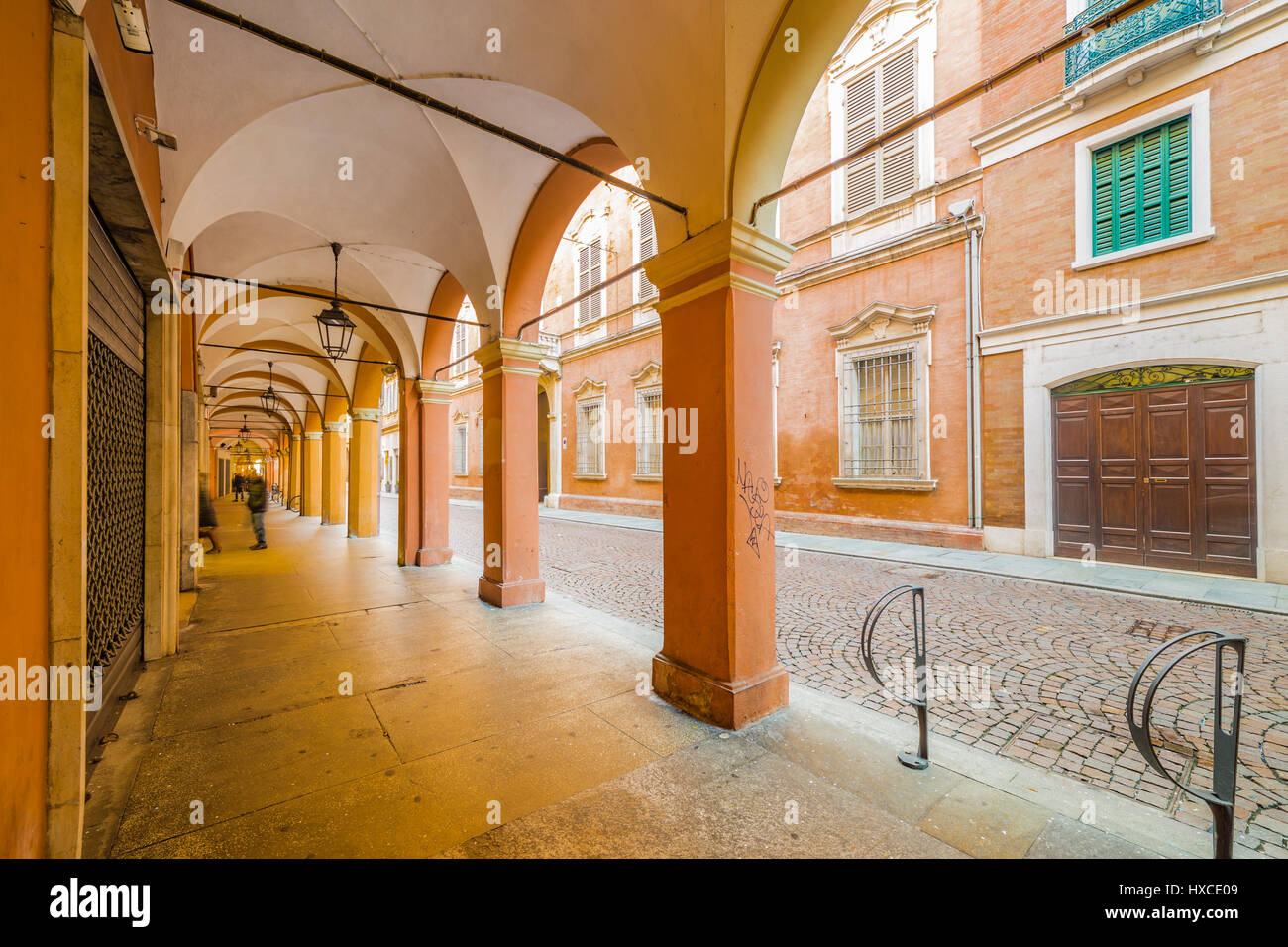 ancient buildings on street of Modena in Italy Stock Photo - Alamy