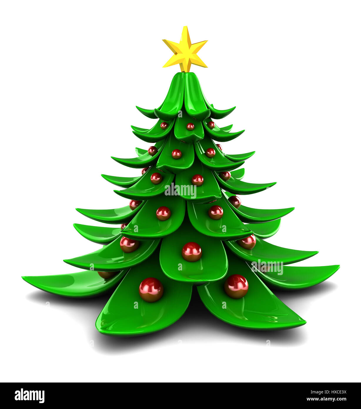 3d illustration of stylized christmas tree, over white background Stock ...