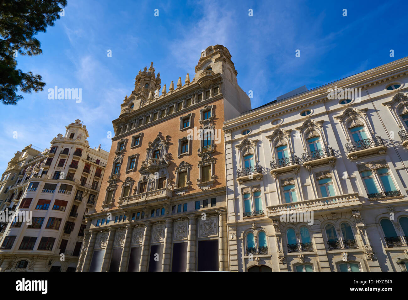 Valencia Tetuan square buildings facades at spain Stock Photo - Alamy