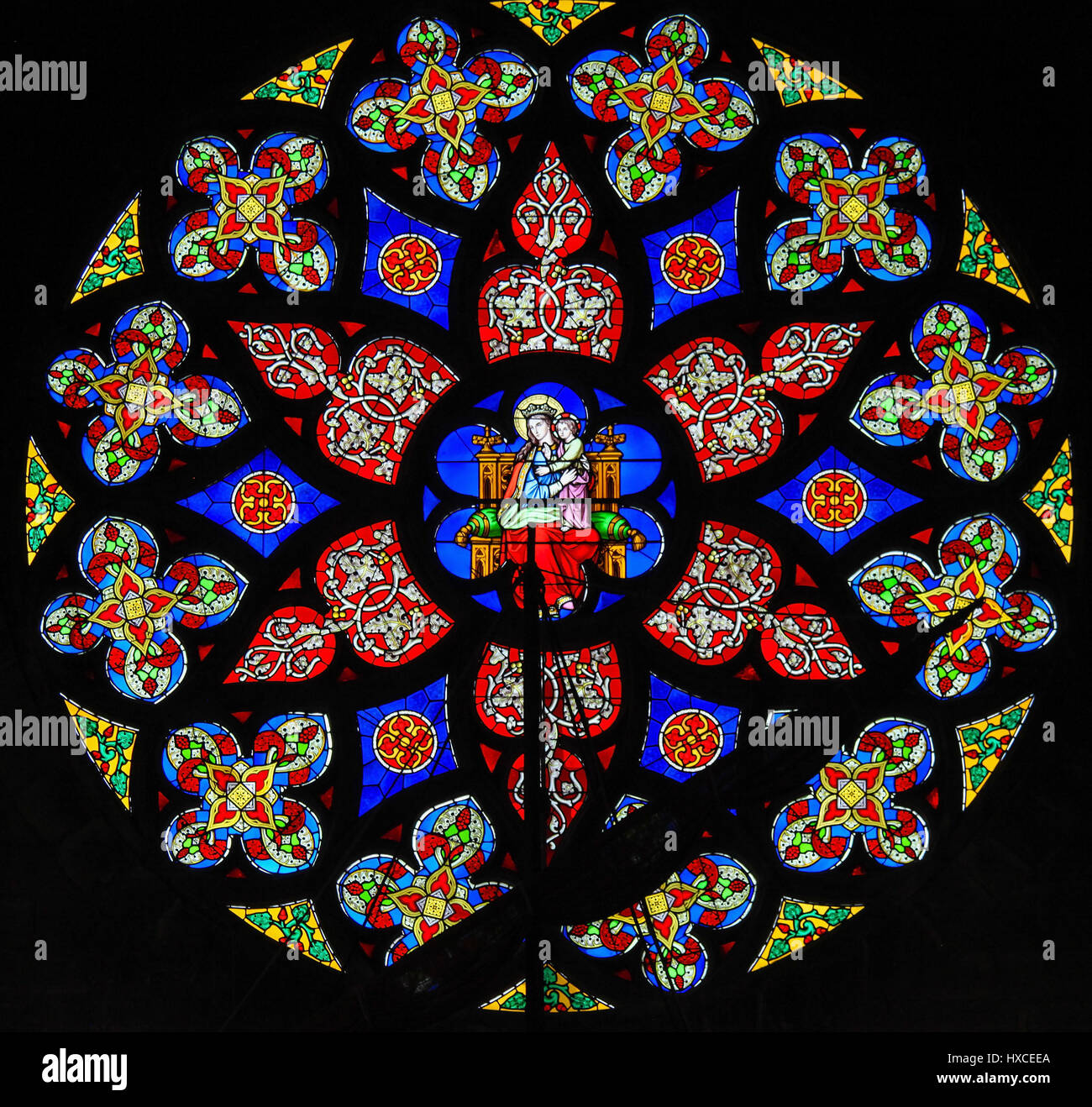Stained Glass Rose Window or Rosette in the Church of Our Blessed Lady ...