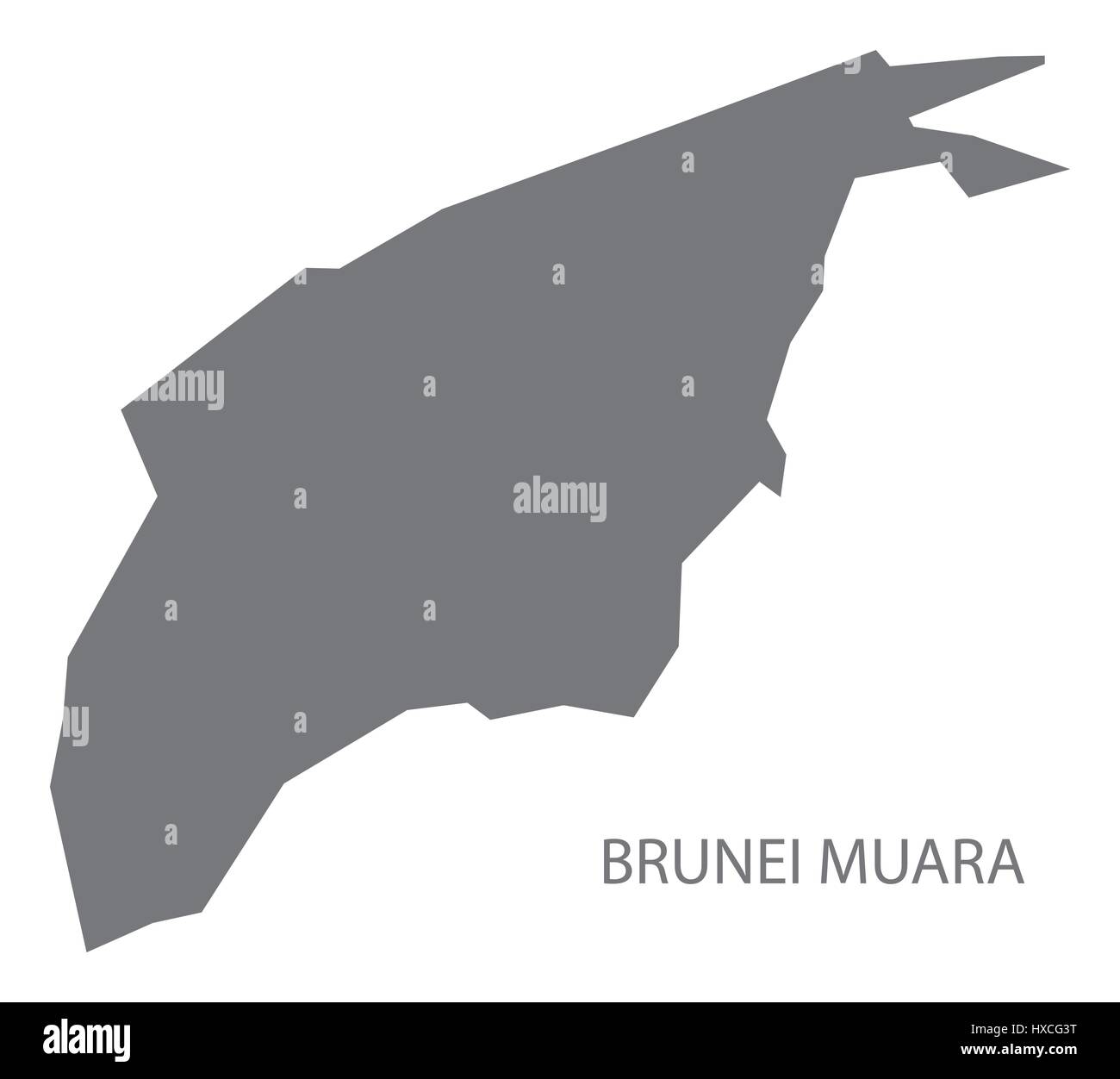 Brunei Muara district map grey illustration silhouette Stock Vector ...