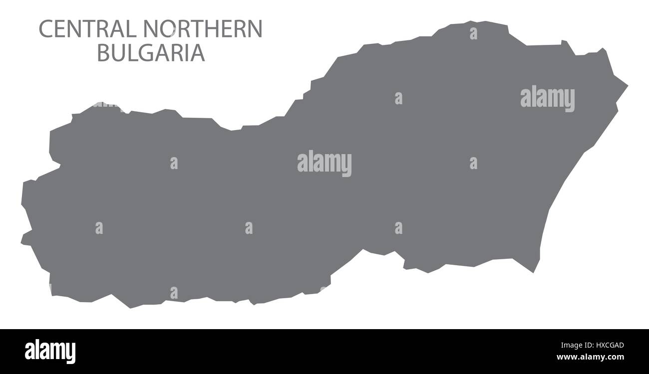 Central Northern Bulgaria region map grey illustration silhouette Stock ...