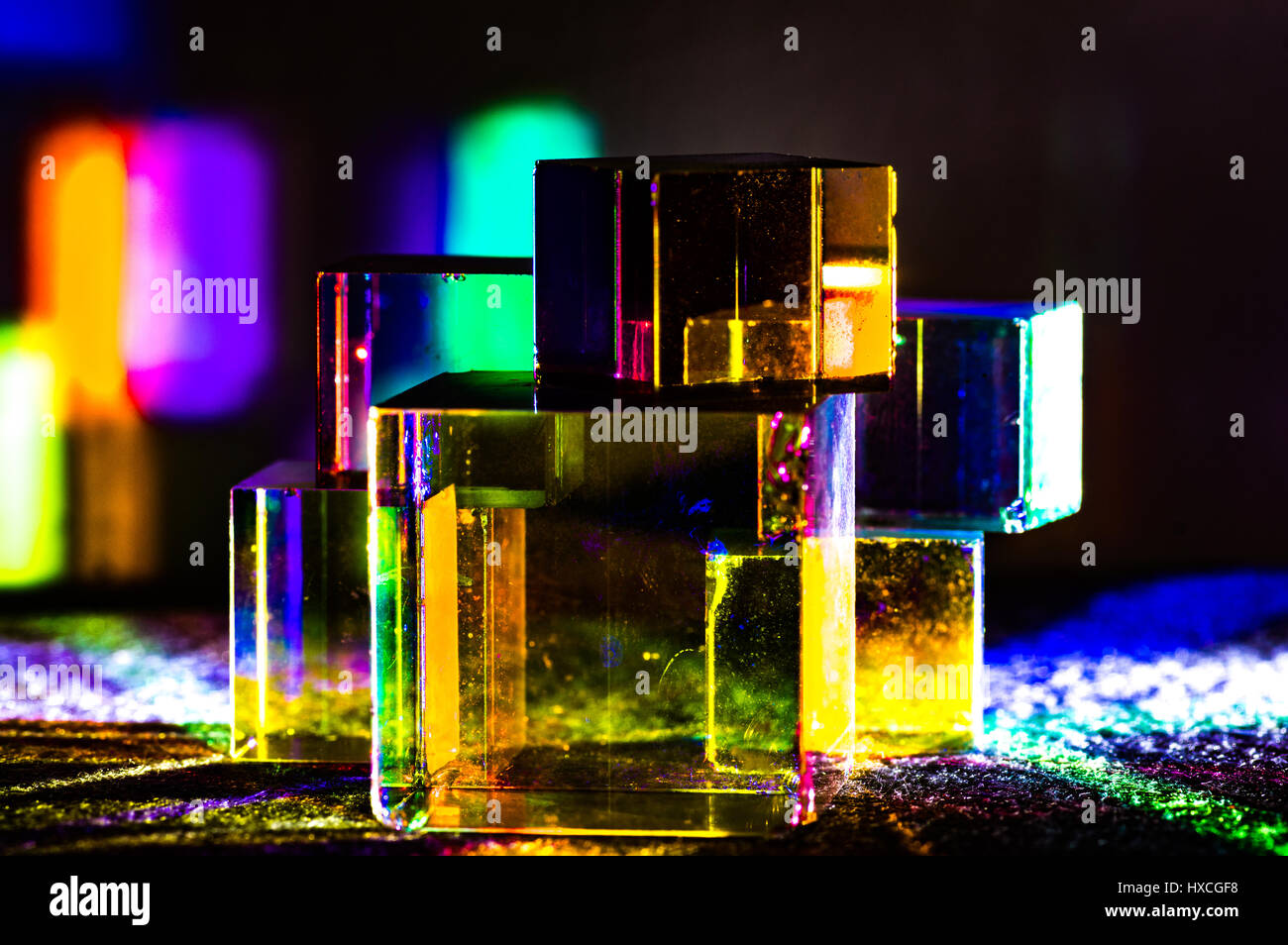 Abstract Cubes concept reflecting bright prism colors in unique ...