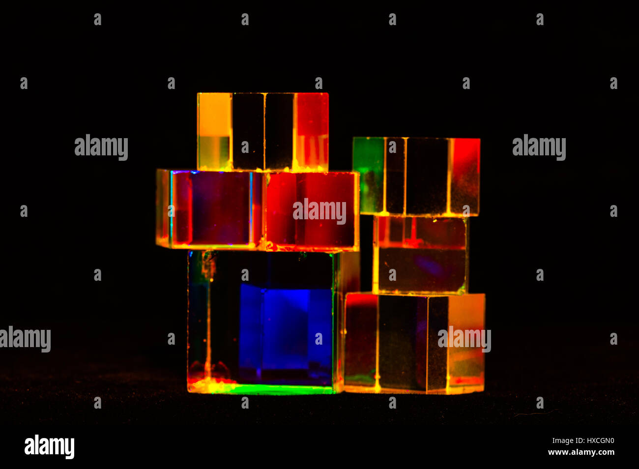 Abstract Cubes concept reflecting bright prism colors in unique ...