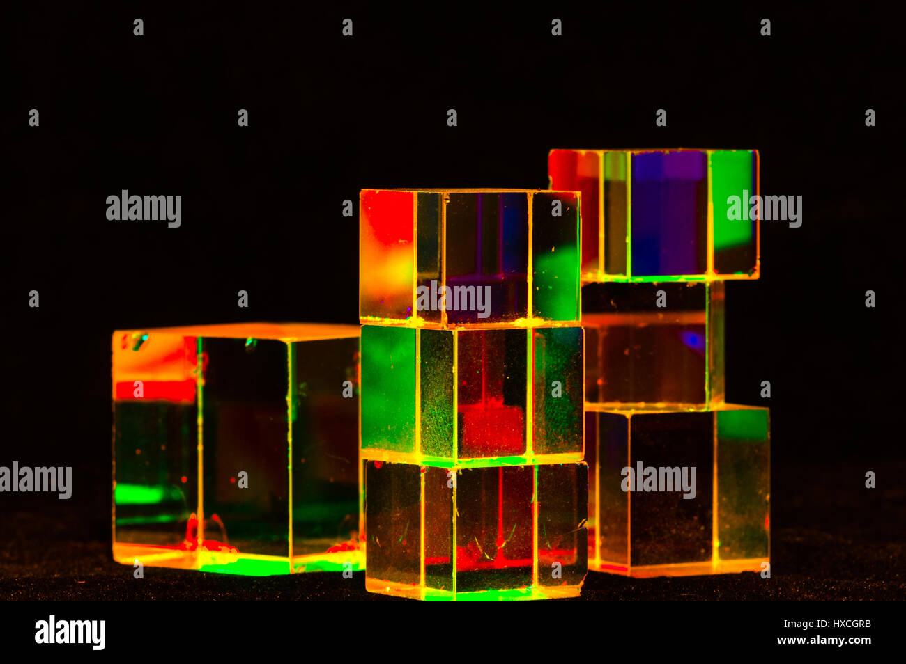 Abstract Cubes concept reflecting bright prism colors in unique ...