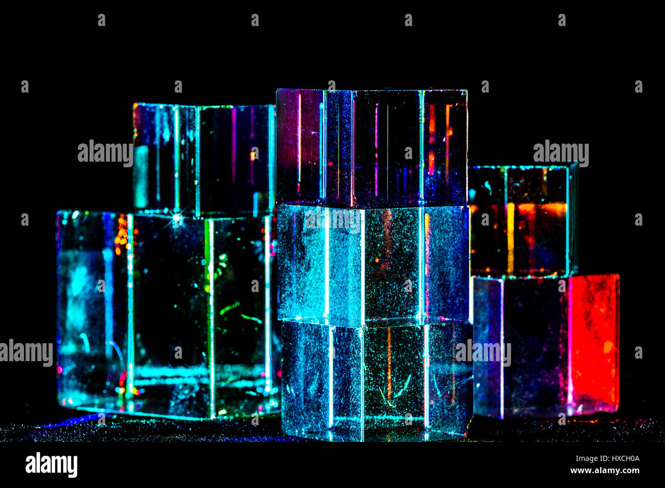Abstract Cubes concept reflecting bright prism colors in unique ...