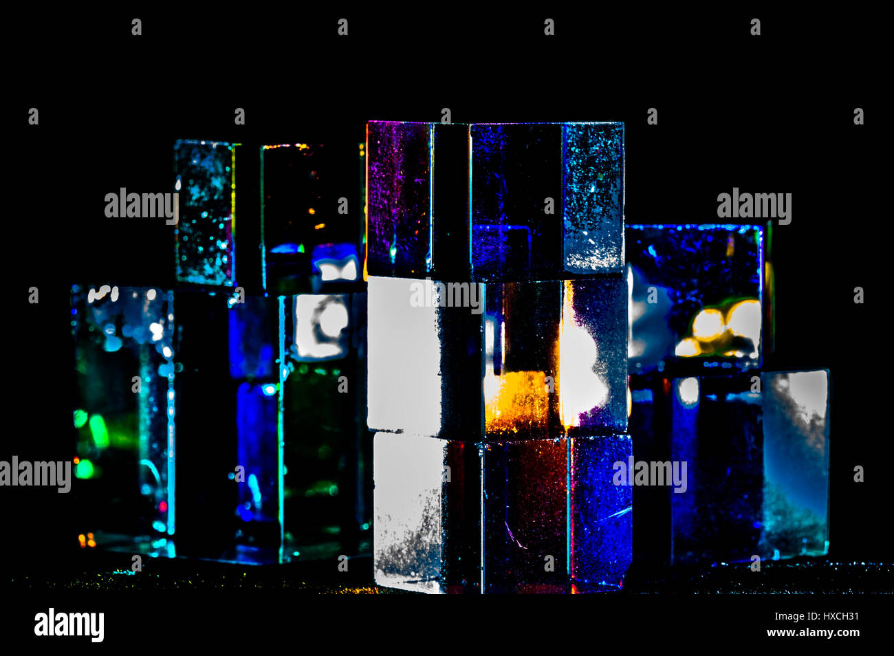 Abstract Cubes concept reflecting bright prism colors in unique ...