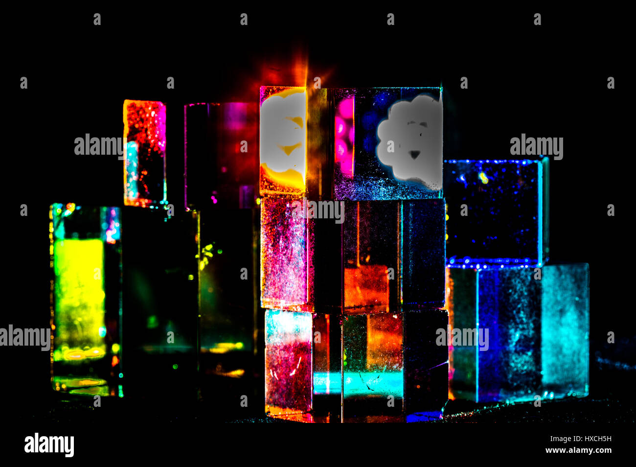 Abstract Cubes concept reflecting bright prism colors in unique ...