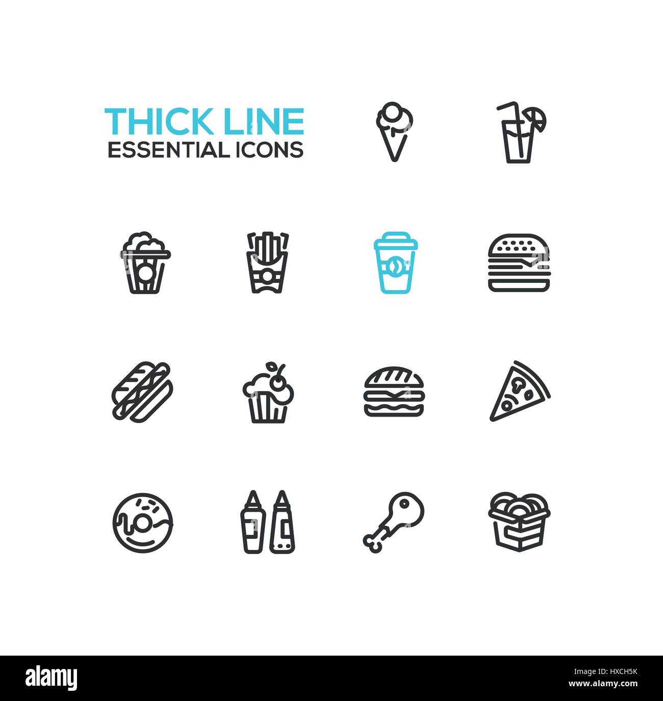 Fast Food Cafe Menu Icons Set Stock Vector Image & Art - Alamy