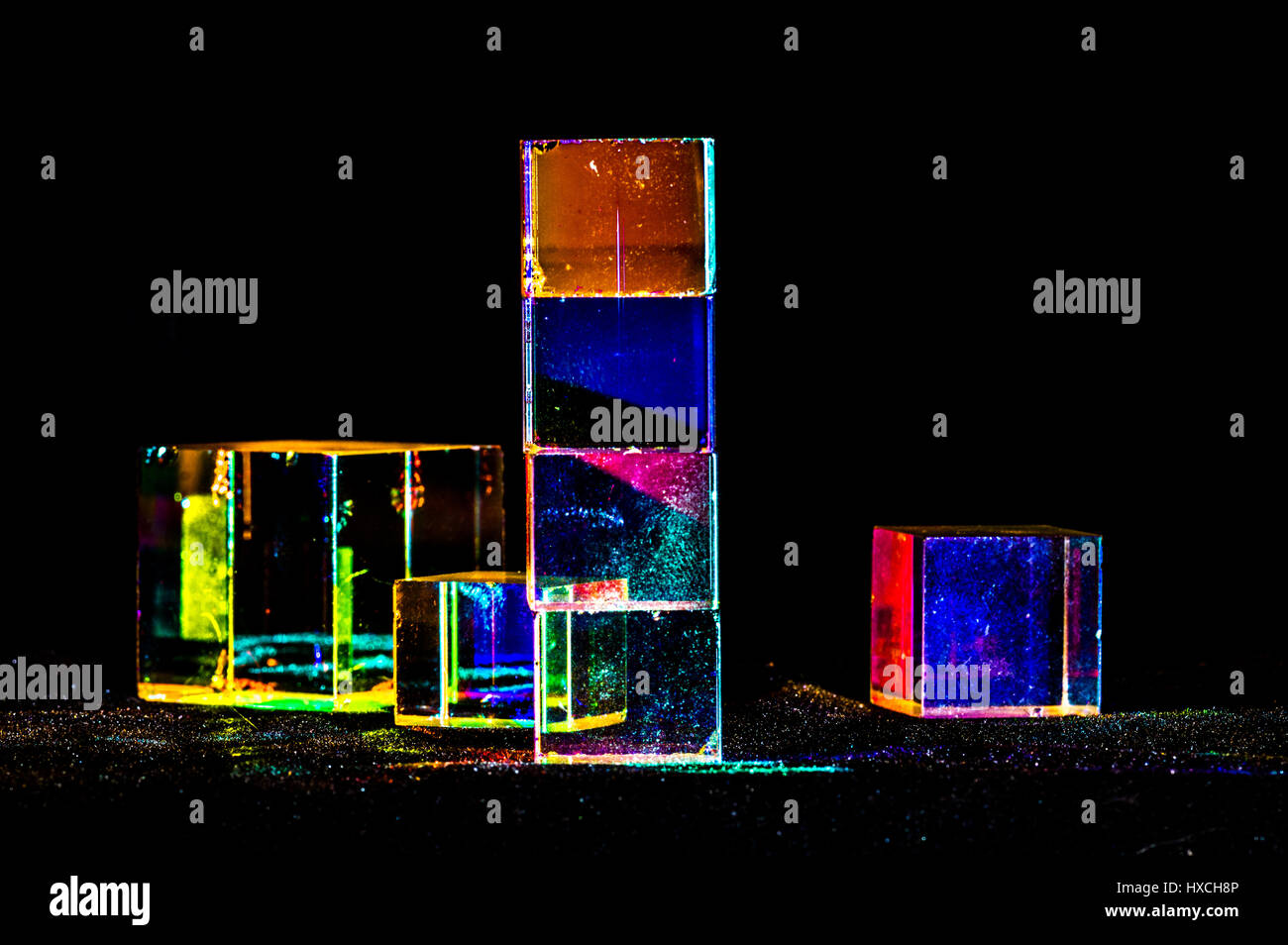 Abstract Cubes concept reflecting bright prism colors in unique ...