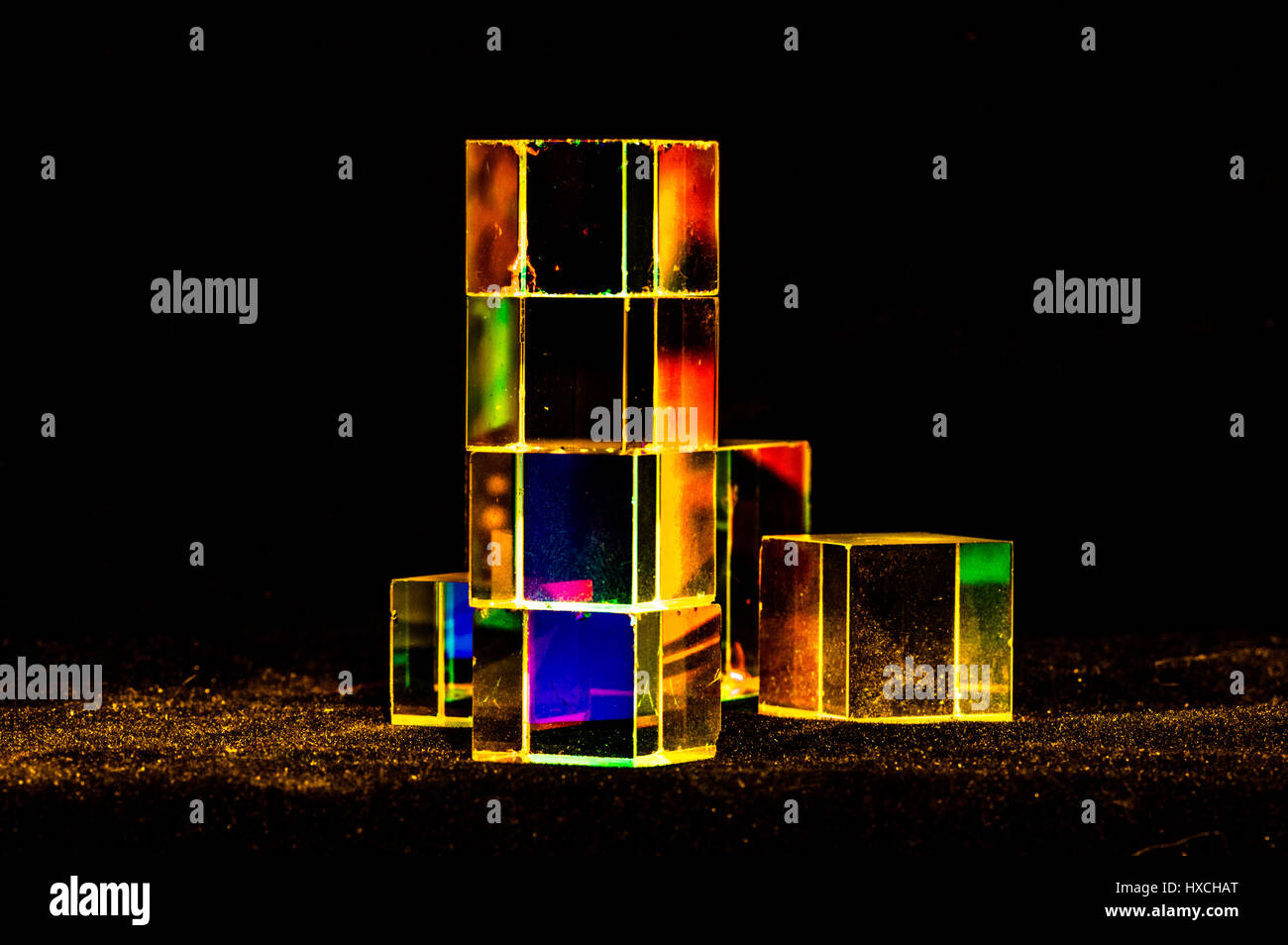 Abstract Cubes concept reflecting bright prism colors in unique ...