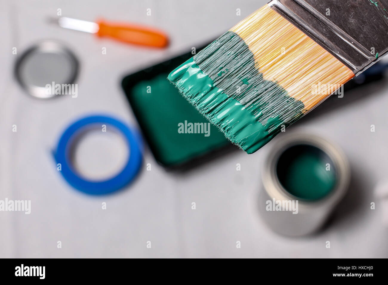 Hand painting wall in green hi-res stock photography and images - Alamy
