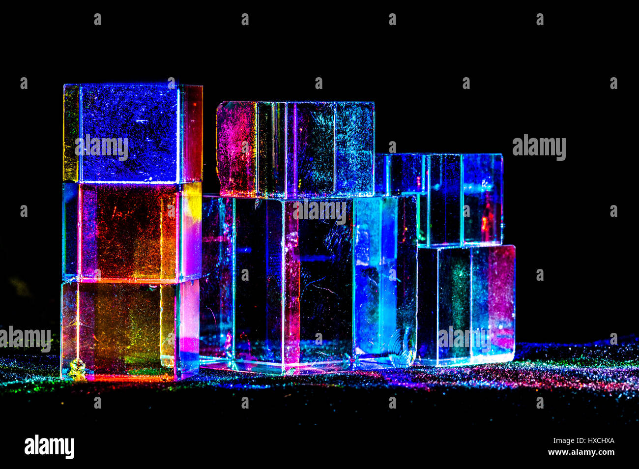 Abstract Cubes concept reflecting bright prism colors in unique ...
