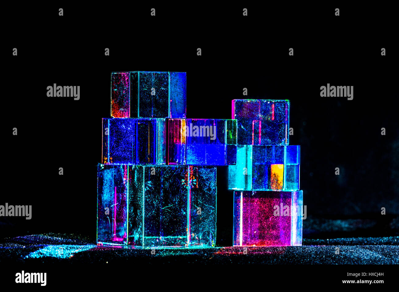 Abstract Cubes concept reflecting bright prism colors in unique ...