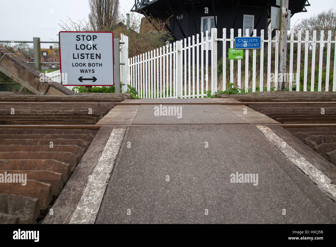 Stop look listen railway sign hi-res stock photography and images - Alamy