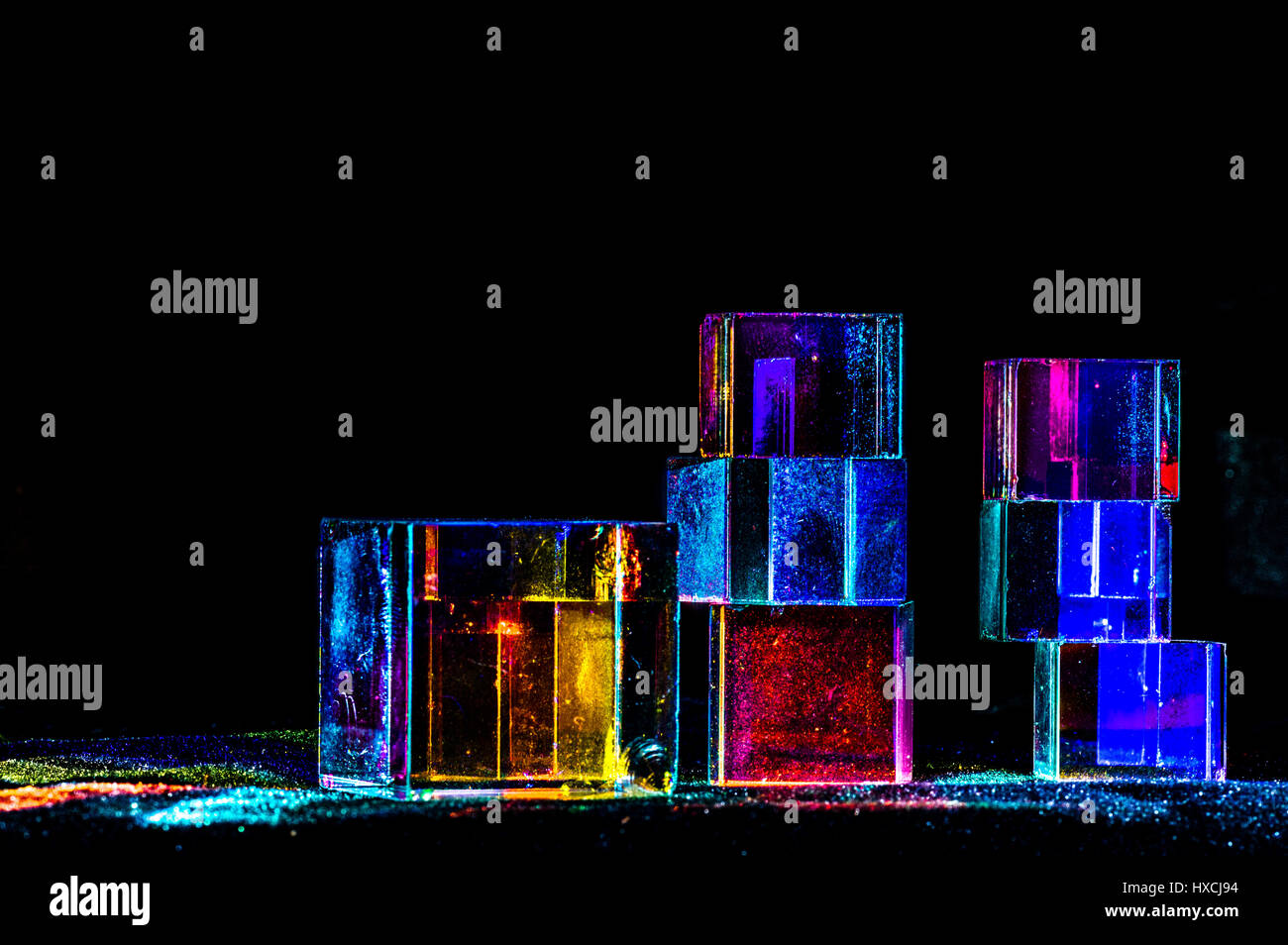 Abstract Cubes concept reflecting bright prism colors in unique ...