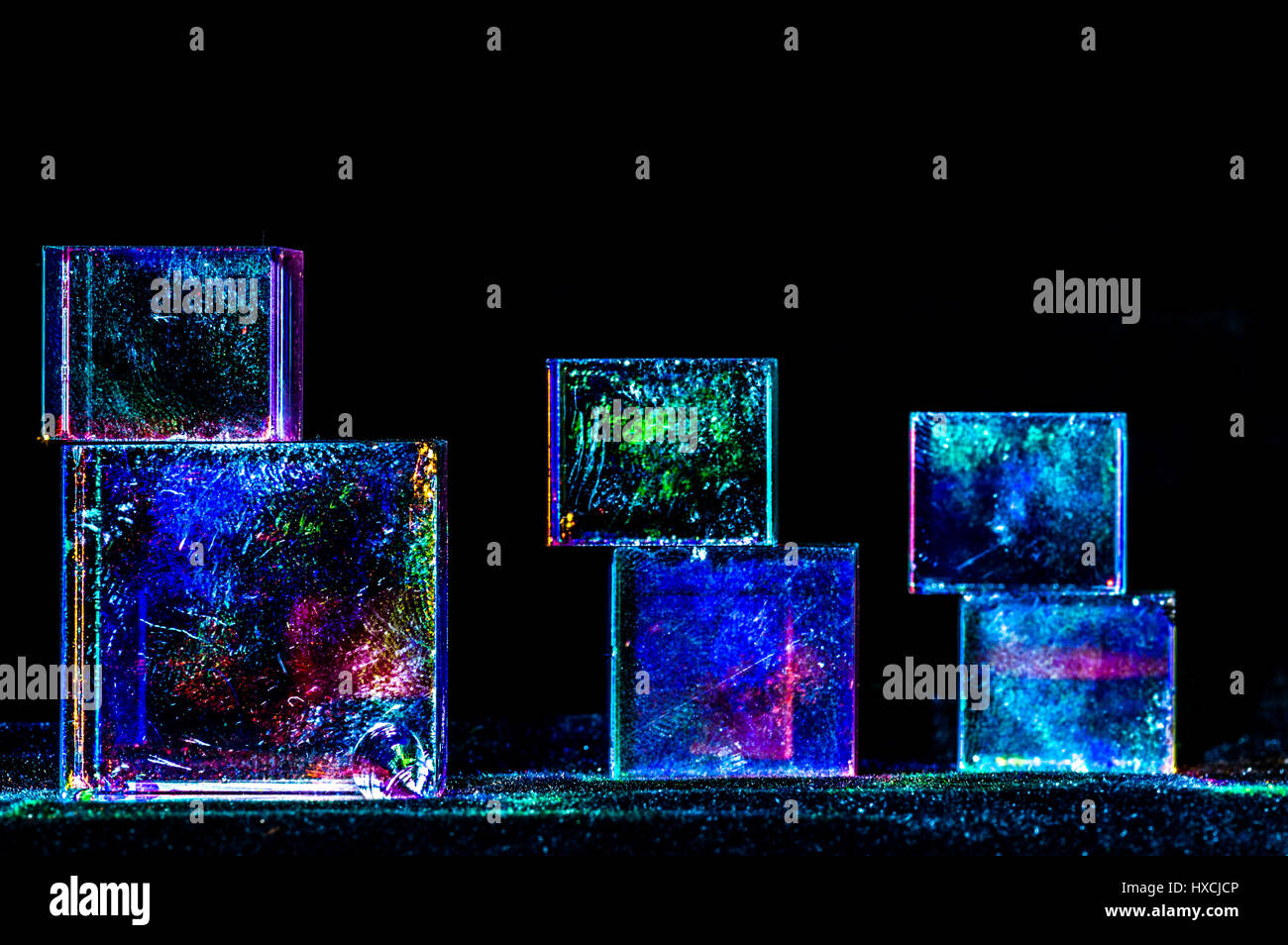 Abstract Cubes concept reflecting bright prism colors in unique ...