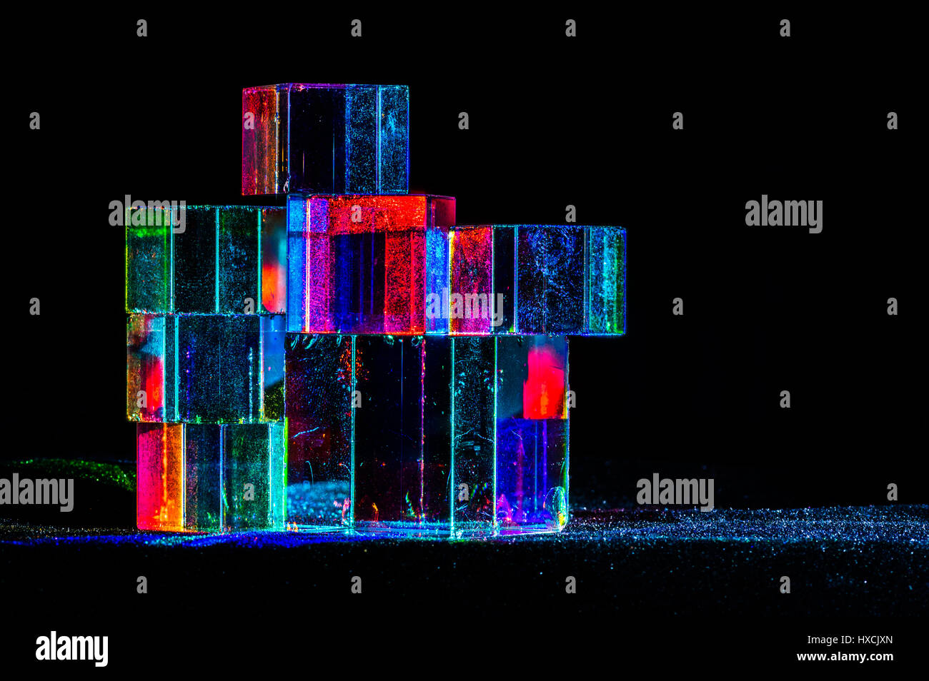 Abstract Cubes concept reflecting bright prism colors in unique ...