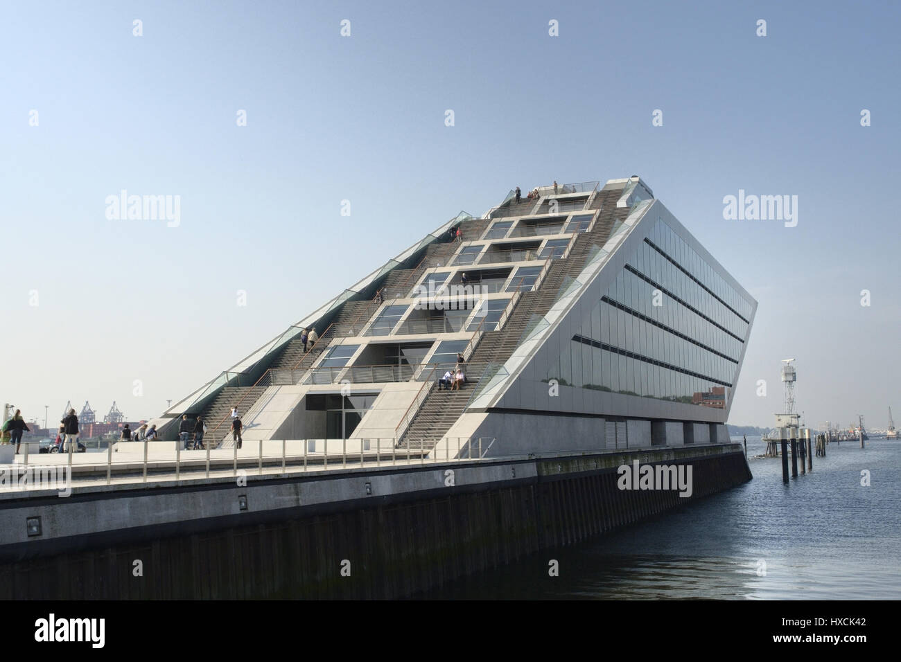 Office building dock country on the Elbe in the fishing port Hamburg ...